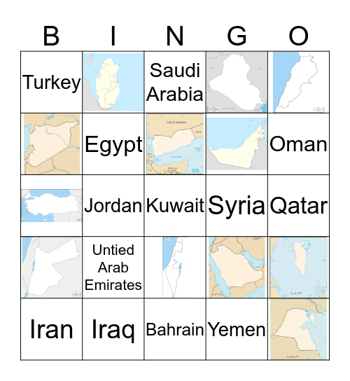 Middle East Countries Bingo Card