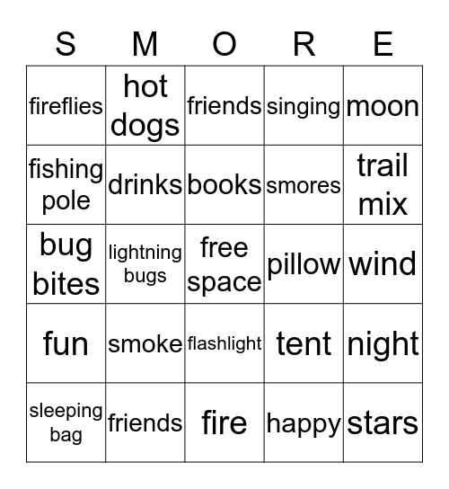 SMORE Bingo Card