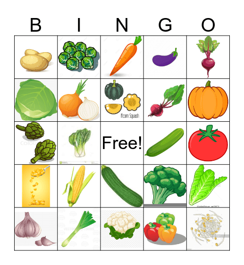 VEGETABLES Bingo Card