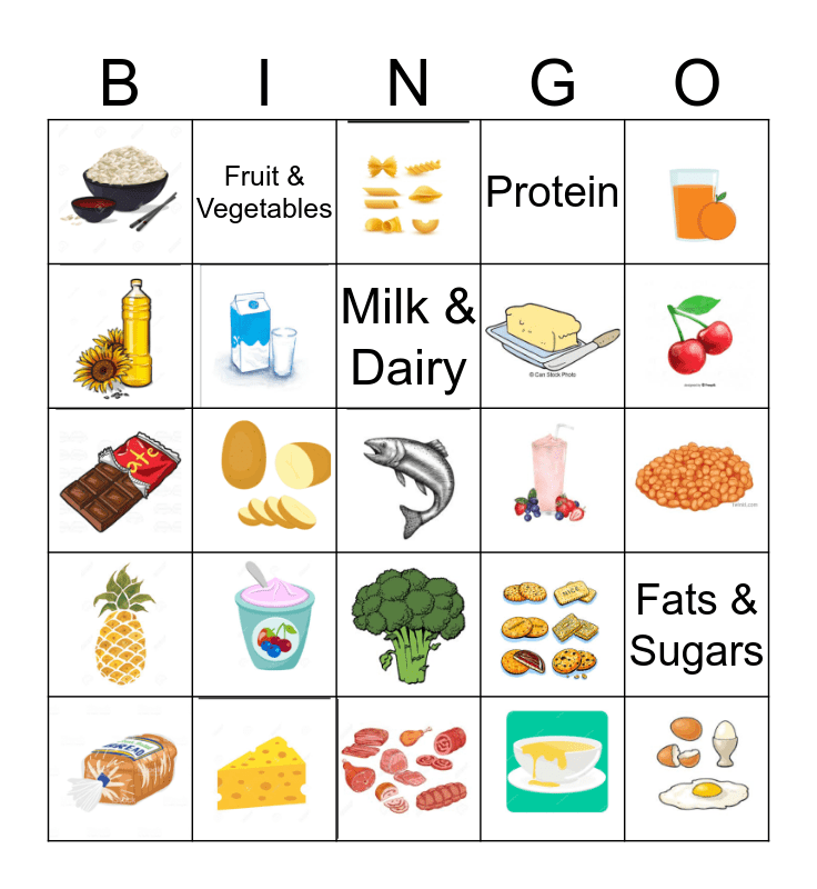 FOOD GROUP BINGO Card