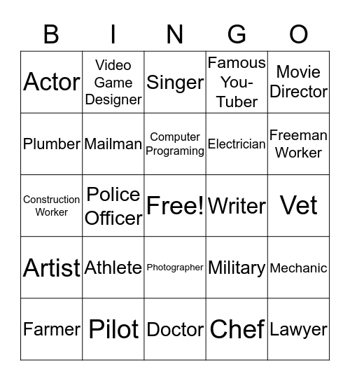 Career Bingo Card
