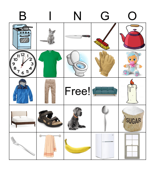 Home Objects Bingo Card