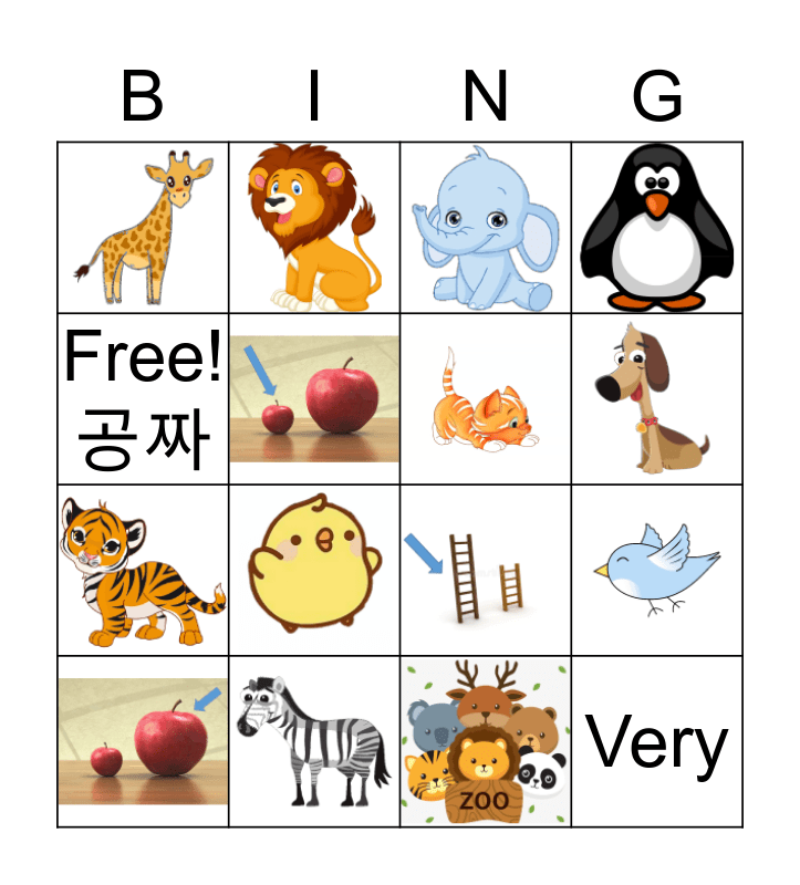 Animals Bingo Card