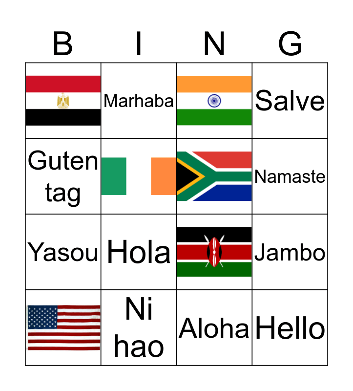 Start With "Hello!" Bingo Card