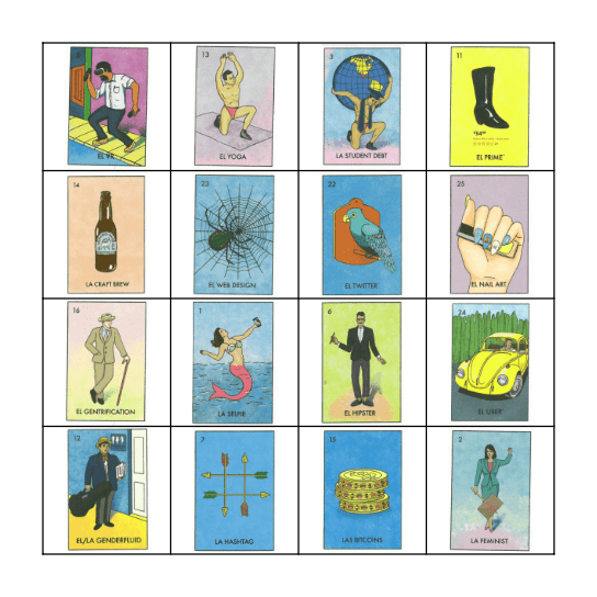 Millenial Loteria Bingo Card
