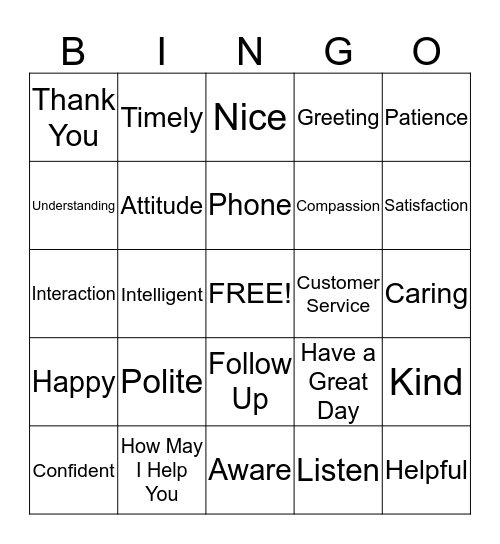 Customer Service Appreciation Week Bingo Card