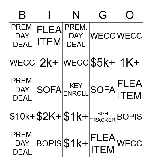 WEST ELM WILDLY WICKED WEEKEND Bingo Card