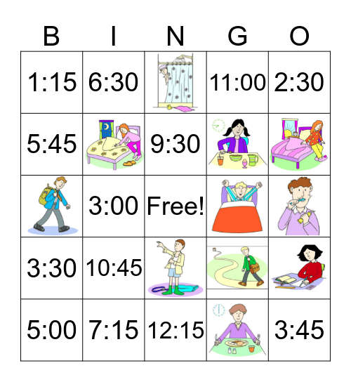 Daily Routine Bingo Card