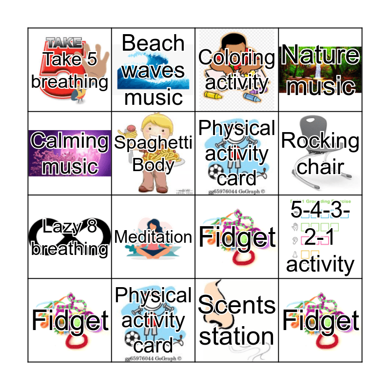 Self-Regulation Bingo Card