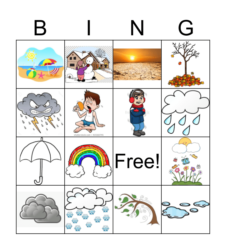 Weather Bingo Card