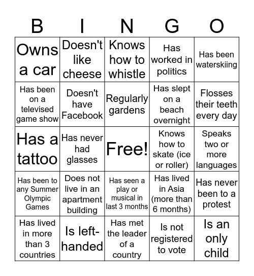 Energizer Bingo! Bingo Card