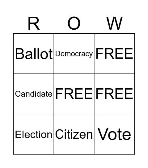 Civics: Three-in-a-Row Bingo Card