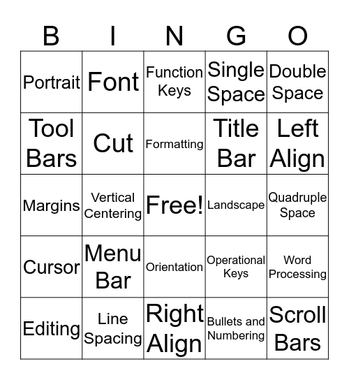 Formatting and Editing Vocabulary Bingo Card