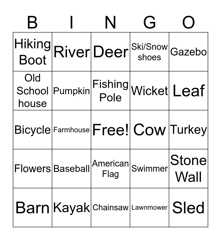 Parks and Natural Resources Bingo Card