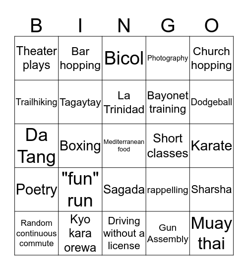 mga words ni jj Bingo Card