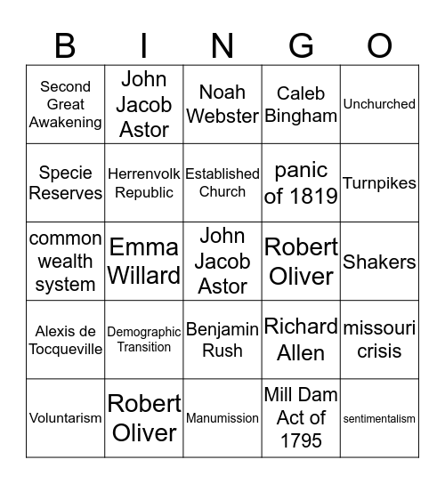 Chapter 8 Bingo Card