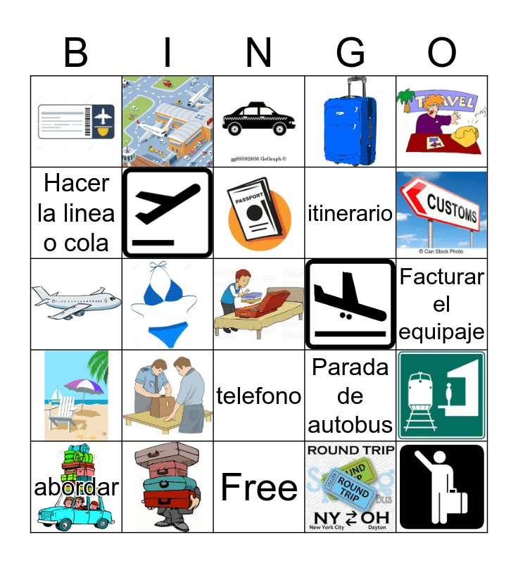 Vamos de viaje Bingo Card