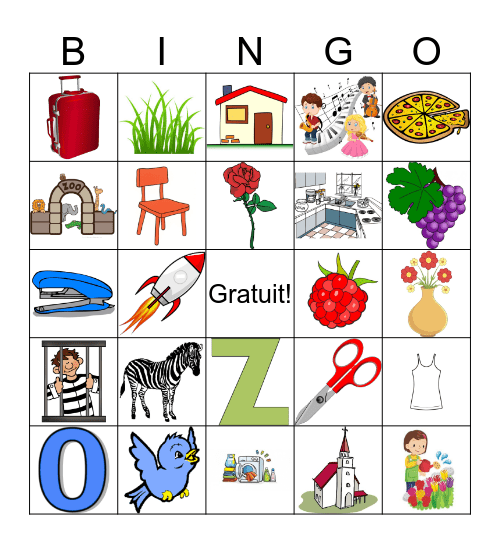 Son « z » (initial, médial, final) Bingo Card