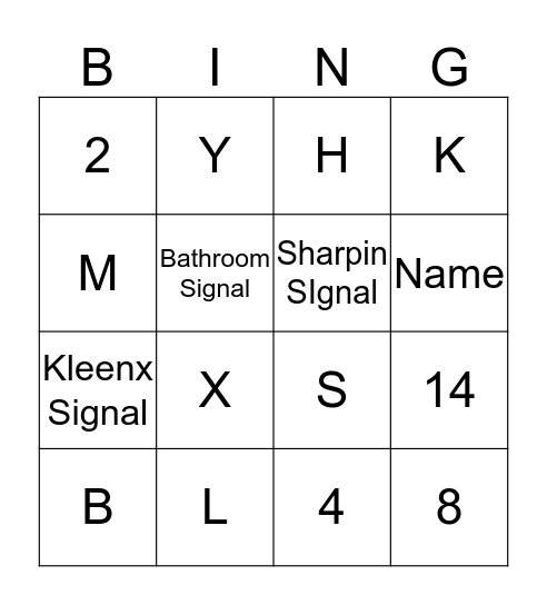 ASL Bingo Card ASL Bingo Card