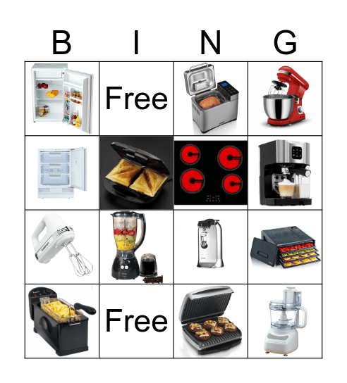 Kitchen Food Appliances Bingo Card