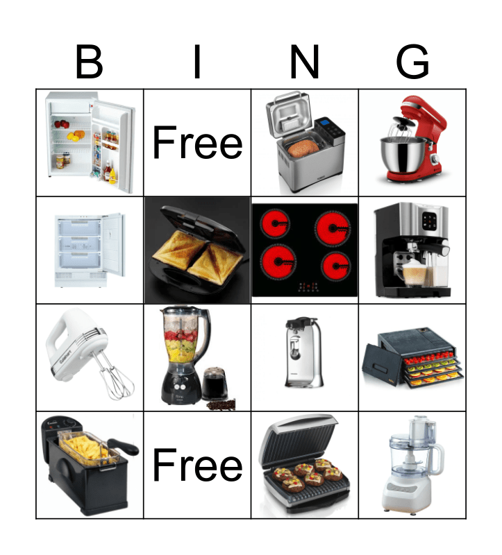 Kitchen Food Appliances Bingo Card