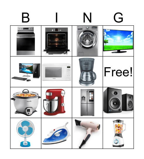 ELECTRICAL APPLIANCES Bingo Card