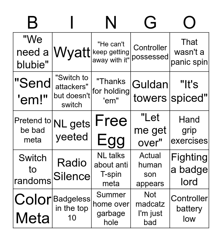 Egg Tetris Bingo Card