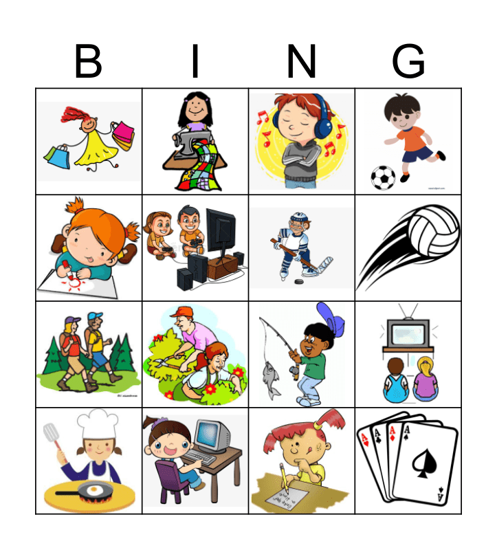 Les passe-temps Bingo Card