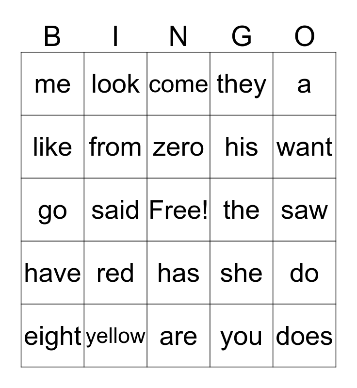 Red Word BINGO Card