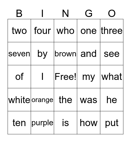 Red Word BINGO Card
