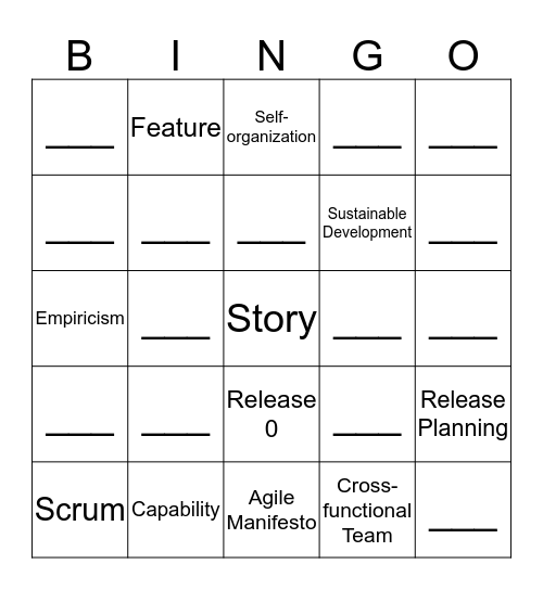 NG Agile Bingo Card