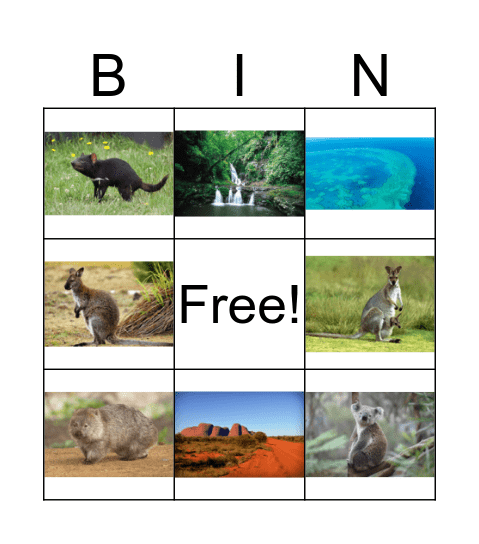 Australia Bingo Card