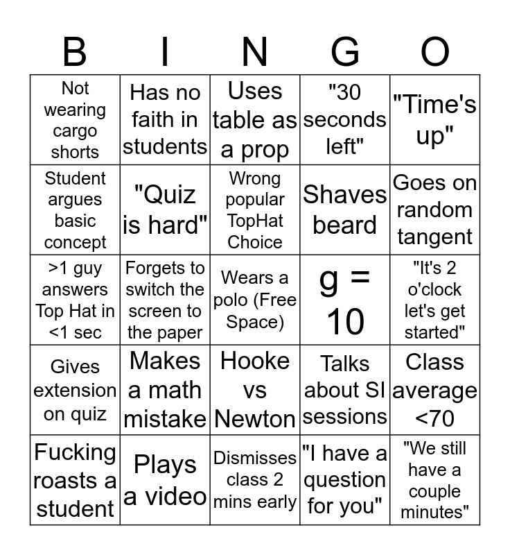Demchenko Physics! Bingo Card