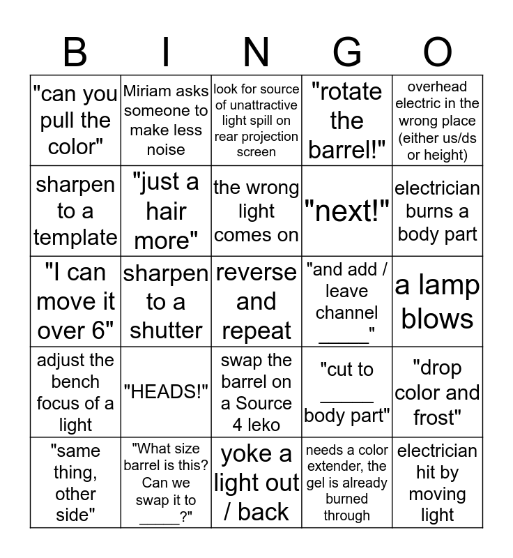 Focus Bingo Card