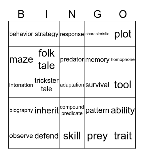 Unit 2 - Animal Intelligence (4th) Bingo Card