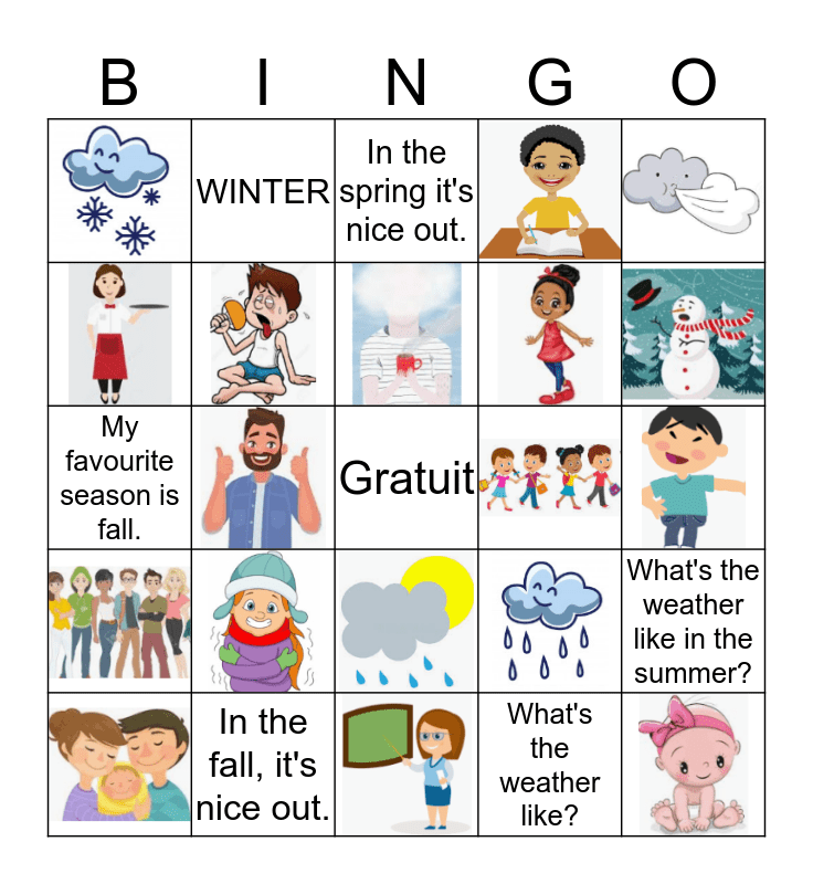 LA METEO + PERSONNES Bingo Card