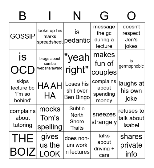 Ben Bingo Card