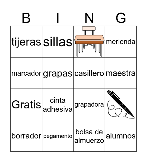 El salon de clases Bingo Card