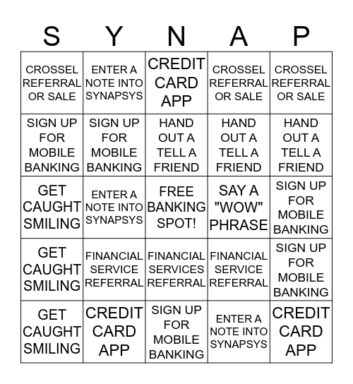 HAPPY BANKING BINGO Card