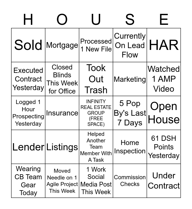 REAL ESTATE Bingo Card