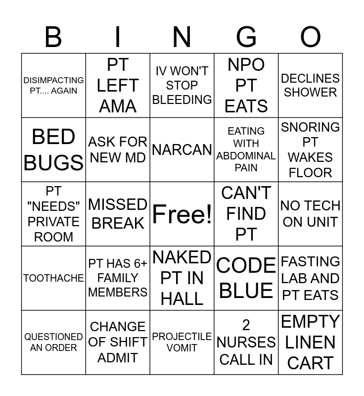 NURSING Bingo Card