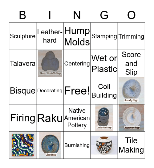 Clay and Pottery Bingo Card