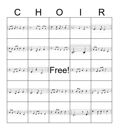 Sight-Reading BINGO Card