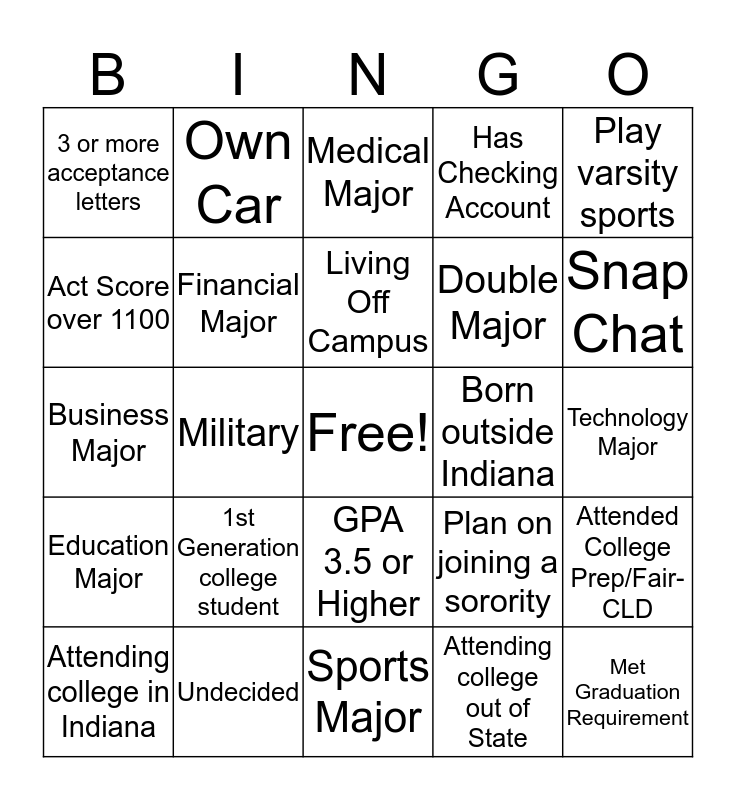 CLD Youth Summit Bingo Card CLD Youth Summit Bingo Card