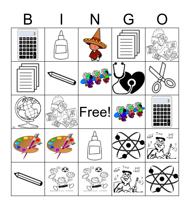 La escuela Bingo Card