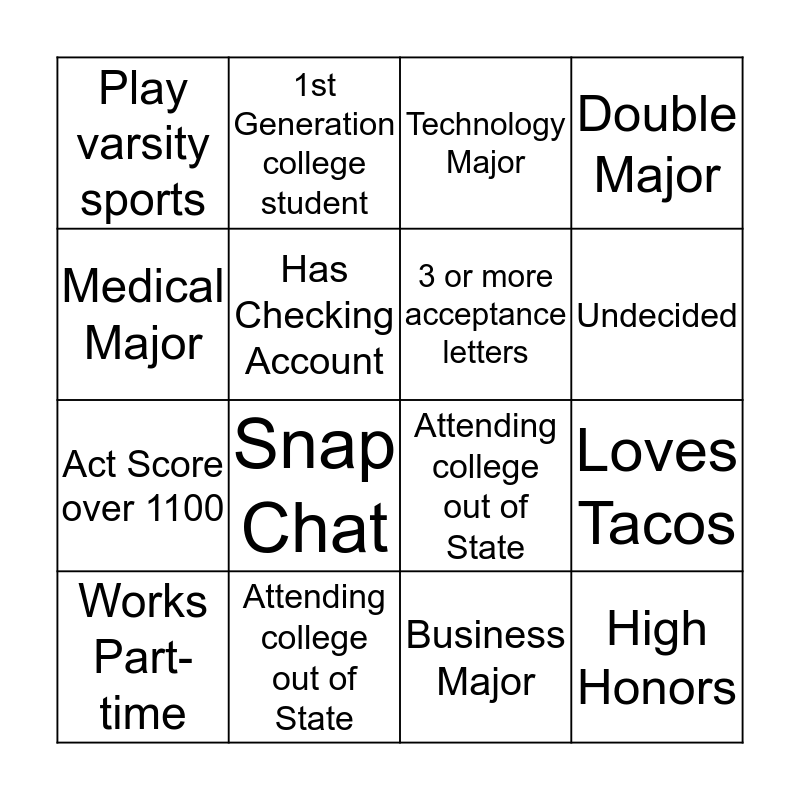 CLD Youth Summit Bingo Card CLD Youth Summit Bingo Card