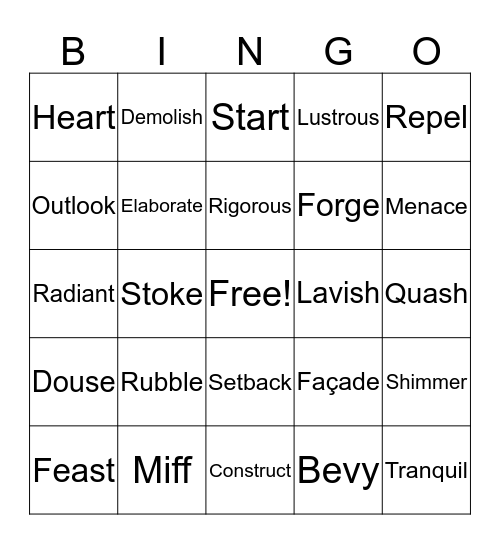 WordMasters-5th Grade Bingo Card