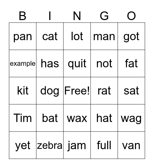 Consonants Bingo Card
