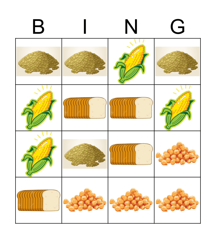Corn Bingo Card