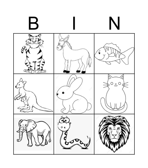 Les Animaux Bingo Card